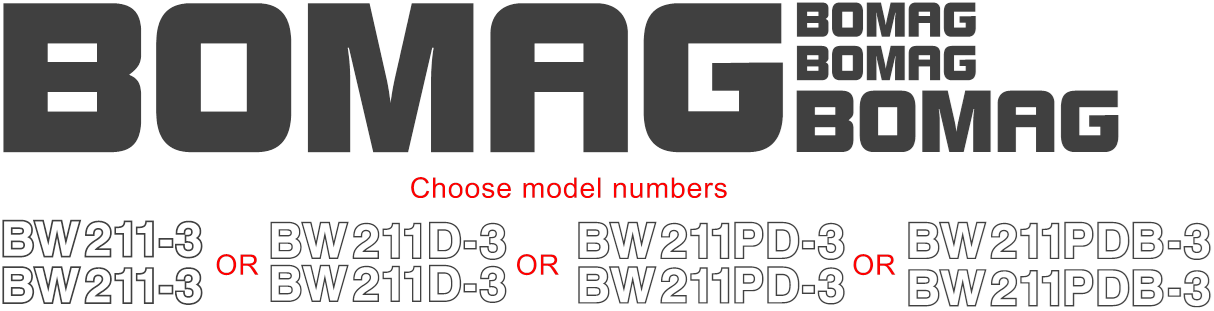 Bomag BW211D 3 Decal Set