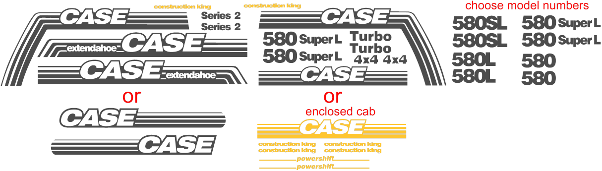 Case 580SL Decal Set