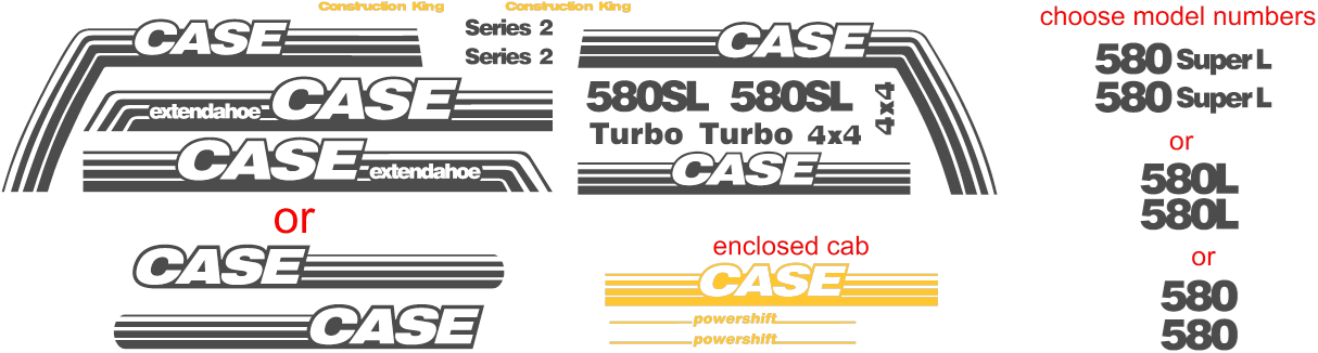 Case 580L II Decal Set