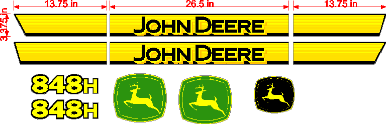 Deere 848H Decal Set